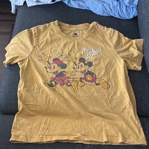 Disney | Tops | Disney Mickey And Minnie Mustard Yellow Tshirt | Poshmark